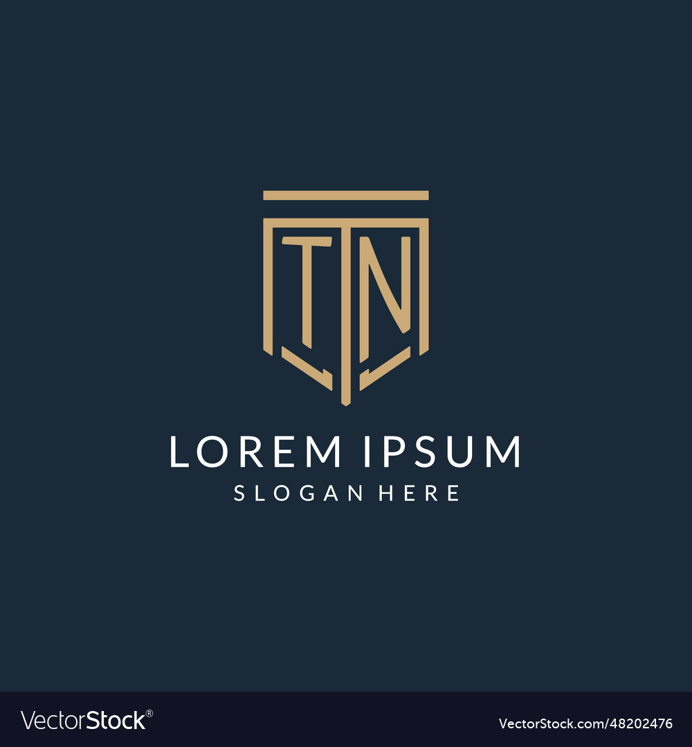 Initial tn shield logo monoline style modern and Vector Image Initial tn shield logo monoline style modern and Vector Image
