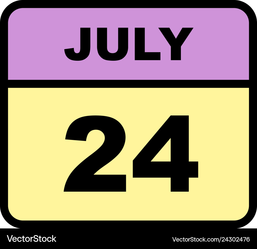 July 24th date on a single day calendar Royalty Free Vector