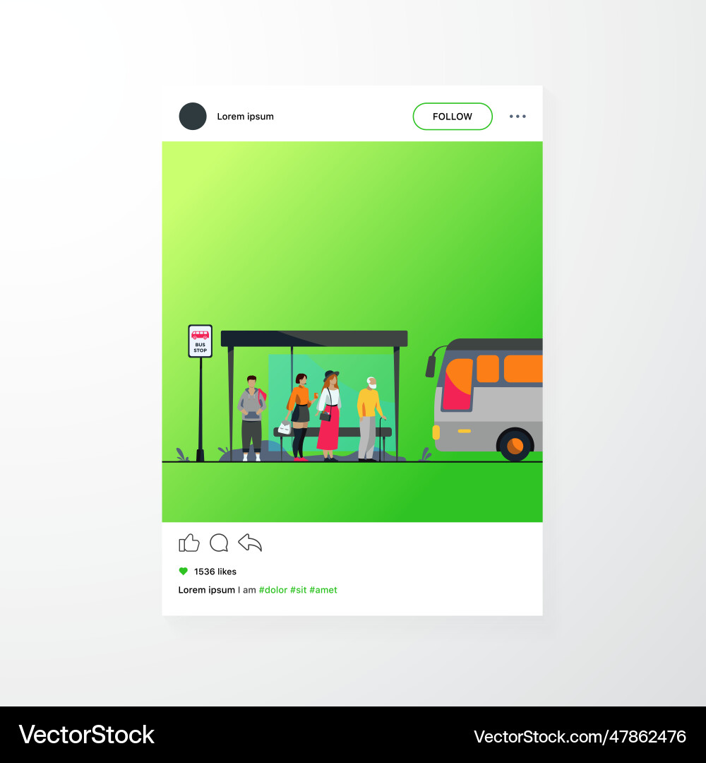 Passengers waiting for public transport at bus Vector Image