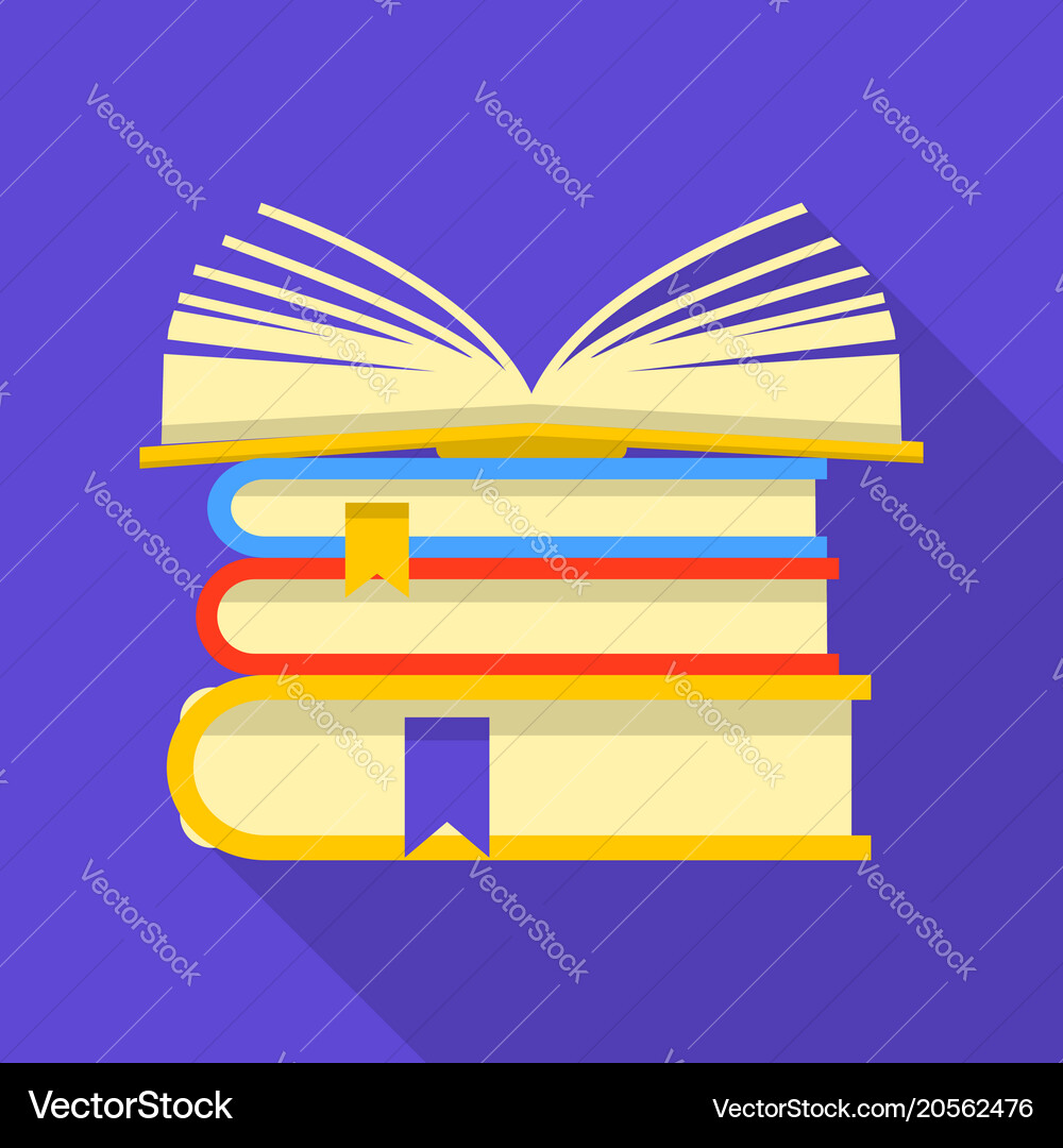 Pile of book icon flat style Royalty Free Vector Image