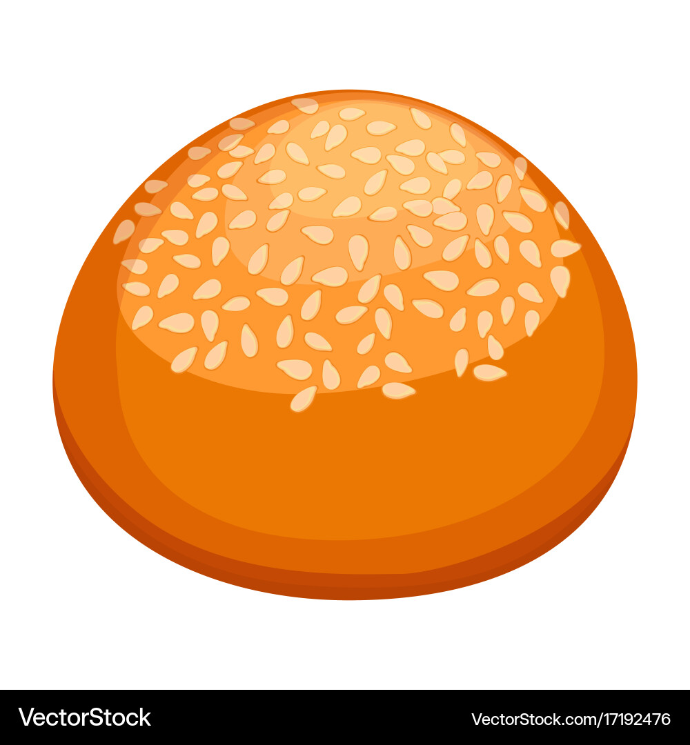 Round bun covered in sesame realistic style Vector Image