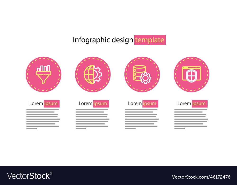 Set line server and gear browser with shield Vector Image