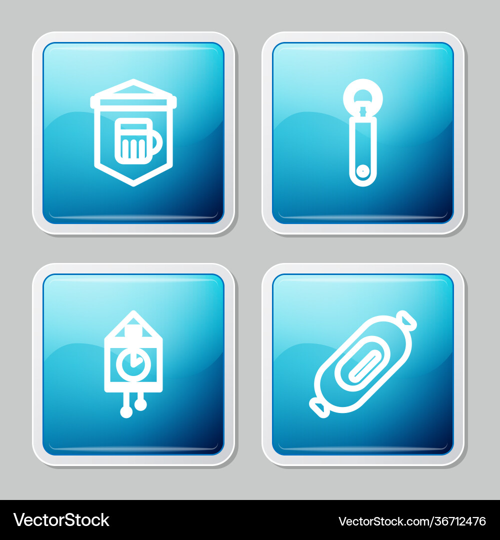 Set line signboard with glass beer bottle Vector Image
