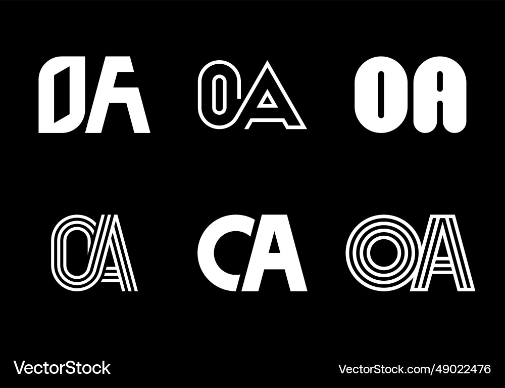 Set of letter oa logos Royalty Free Vector Image
