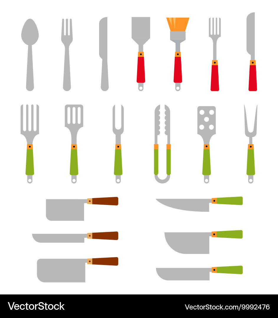 Stainless steel bbq grill tools and cooking Vector Image