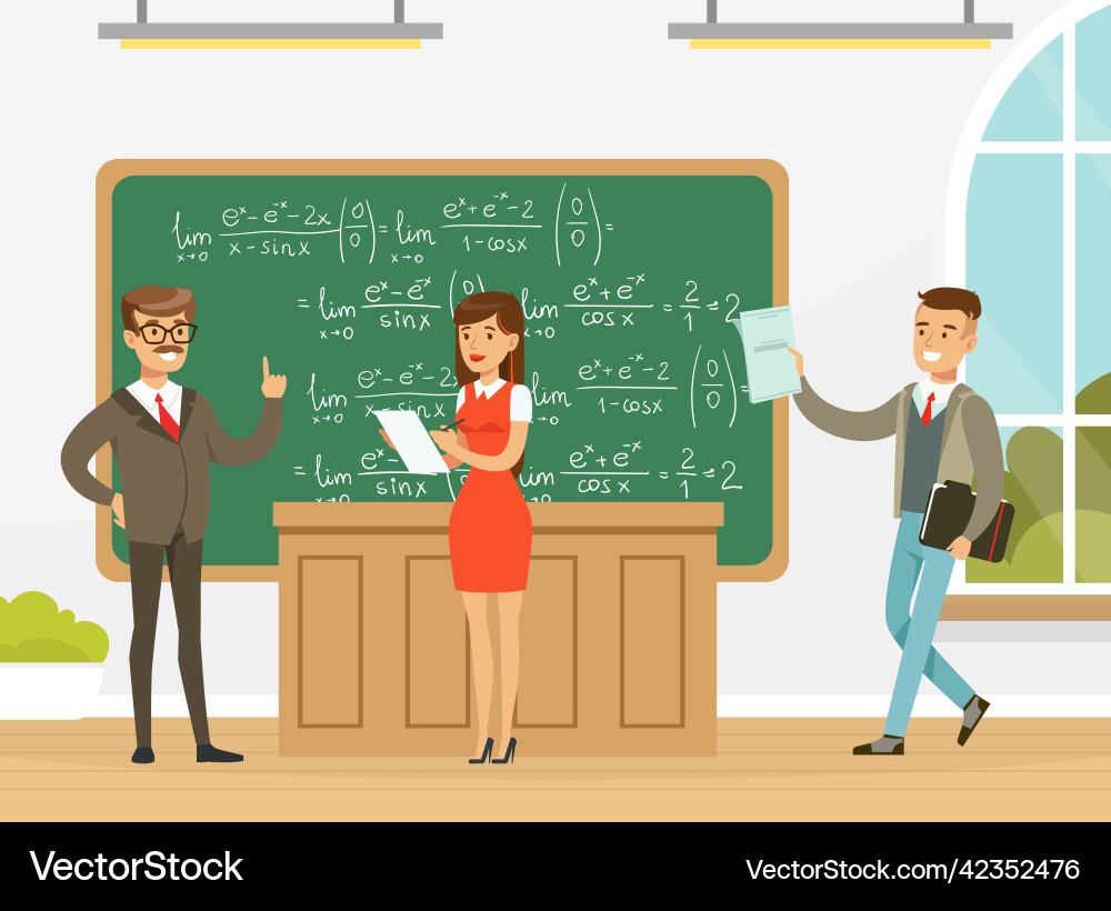 University education with professor near Vector Image