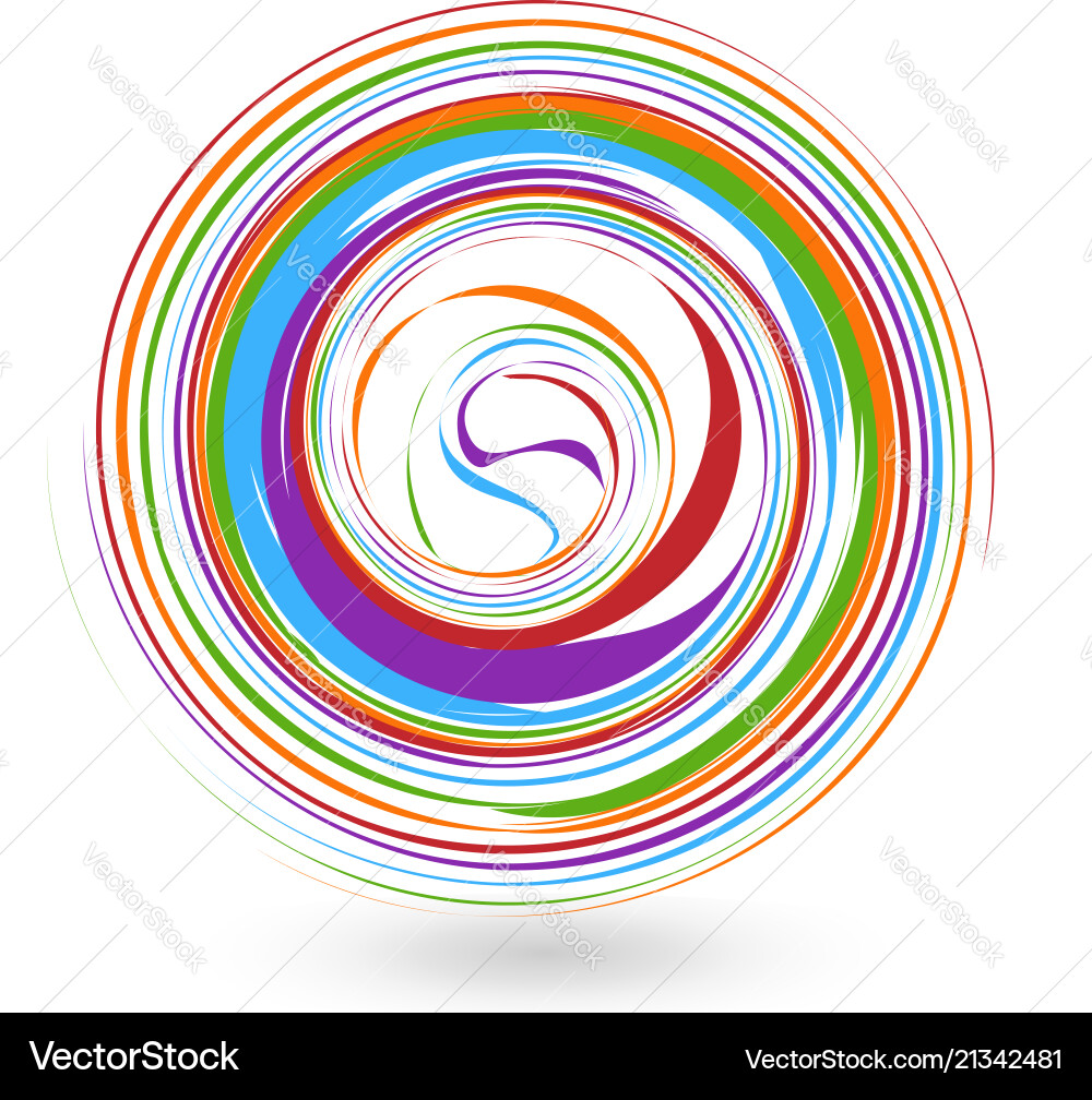 Abstract colorful swirly circle icon Royalty Free Vector