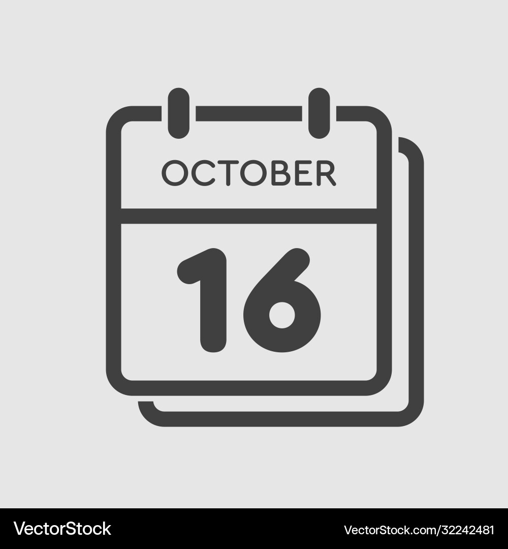 Calendar icon day 16 october template date Vector Image