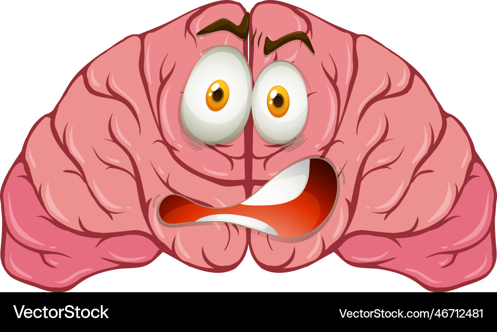 Cartoon human brain with facial expression Vector Image