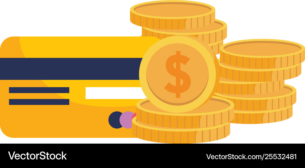 Coins and credit card design Royalty Free Vector Image