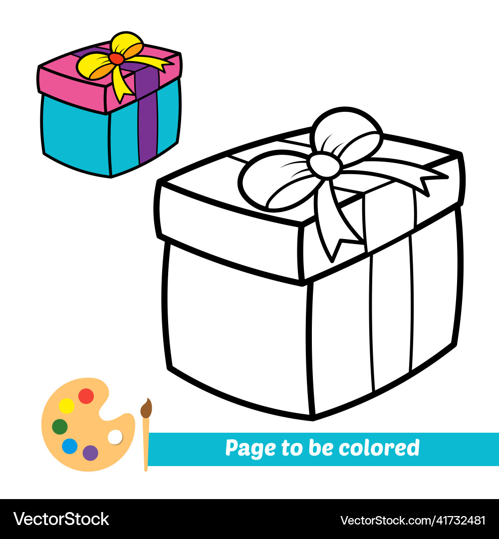 Coloring book for kids gift box Royalty Free Vector Image