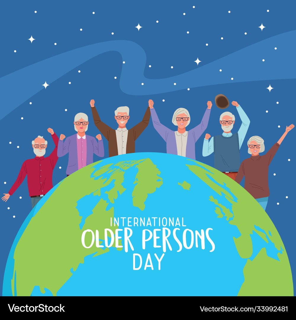 International older persons day lettering with old
