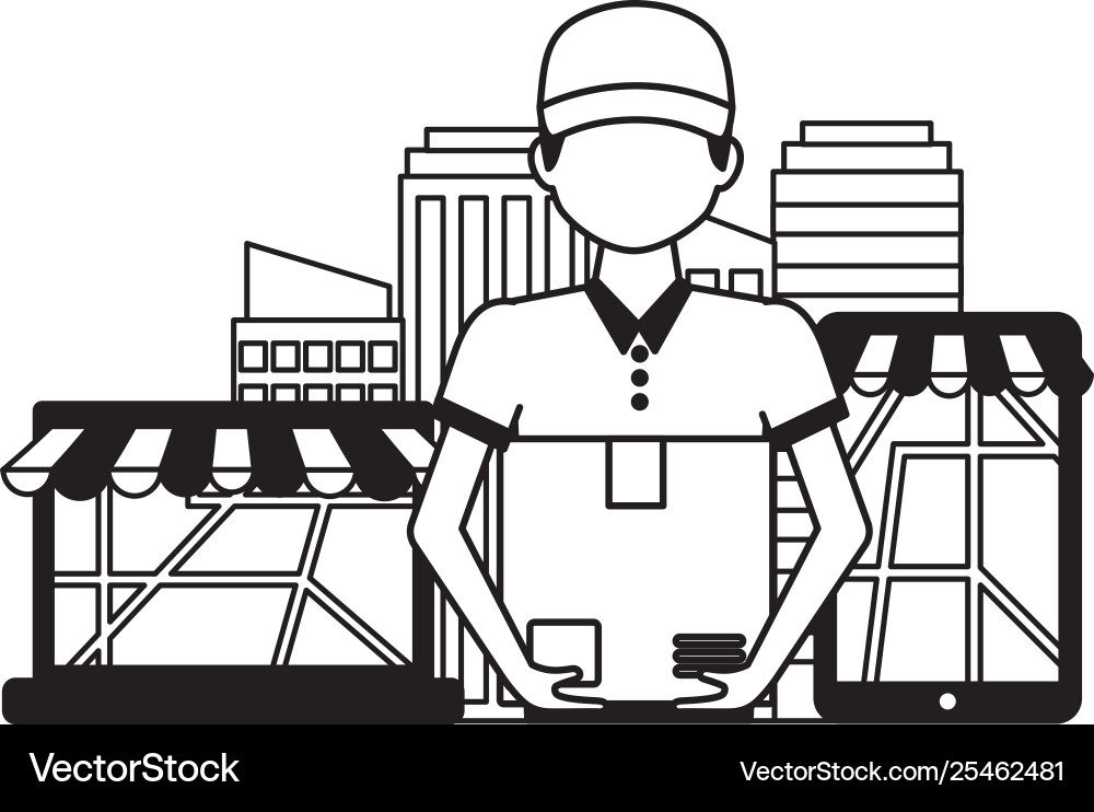 Man fast delivery Royalty Free Vector Image - VectorStock