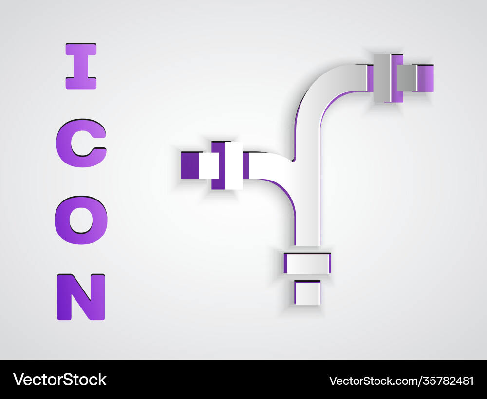 Paper cut industry metallic pipe icon isolated Vector Image