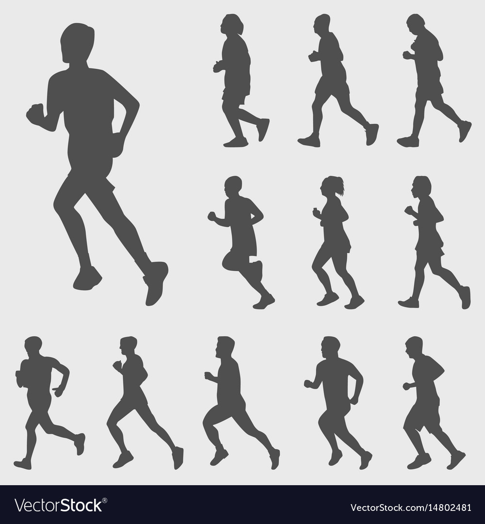 Running silhouettes set Royalty Free Vector Image