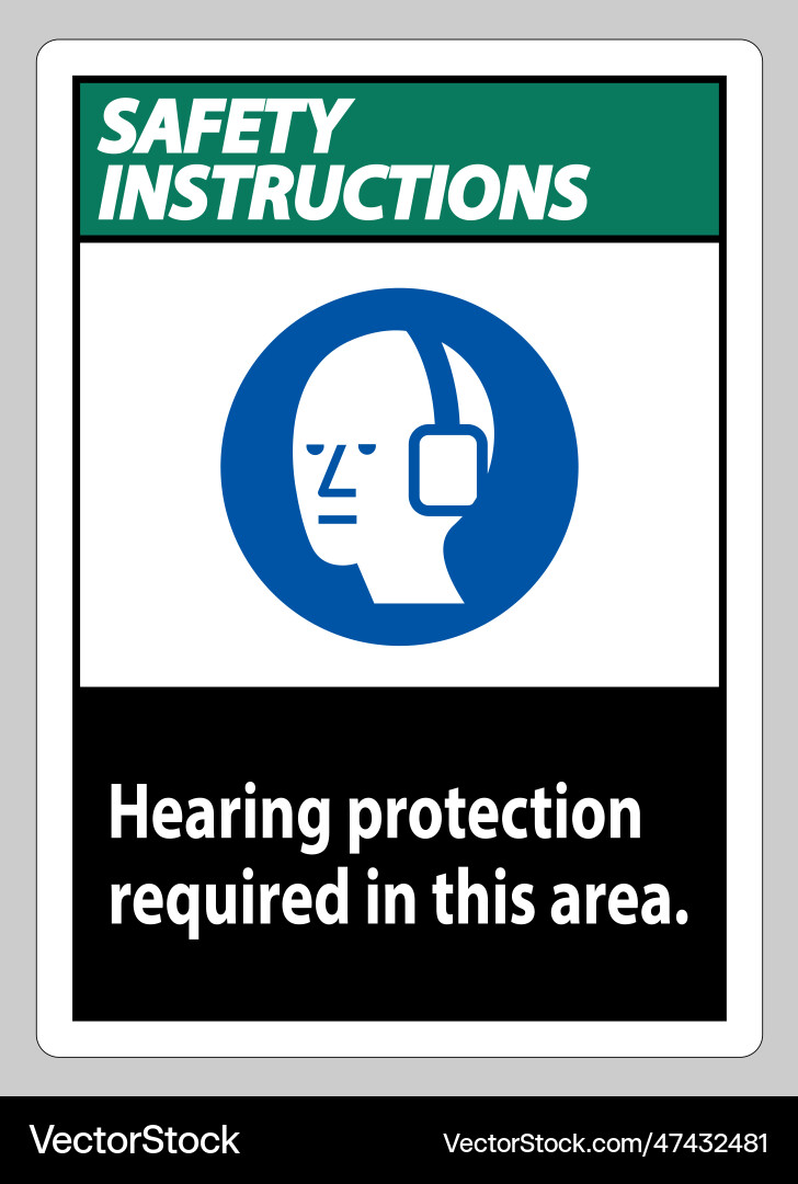 Safety instructions ppe sign hearing protection Vector Image
