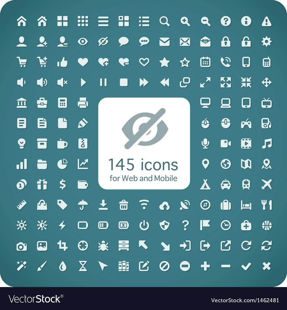 Set of 145 quality icons for web and mobile Vector Image