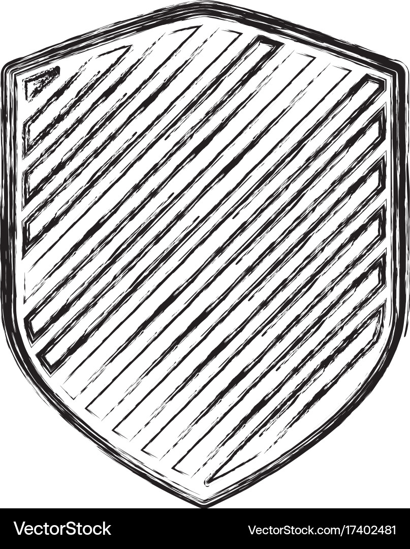 Shield in monochrome blurred contour and stripe Vector Image