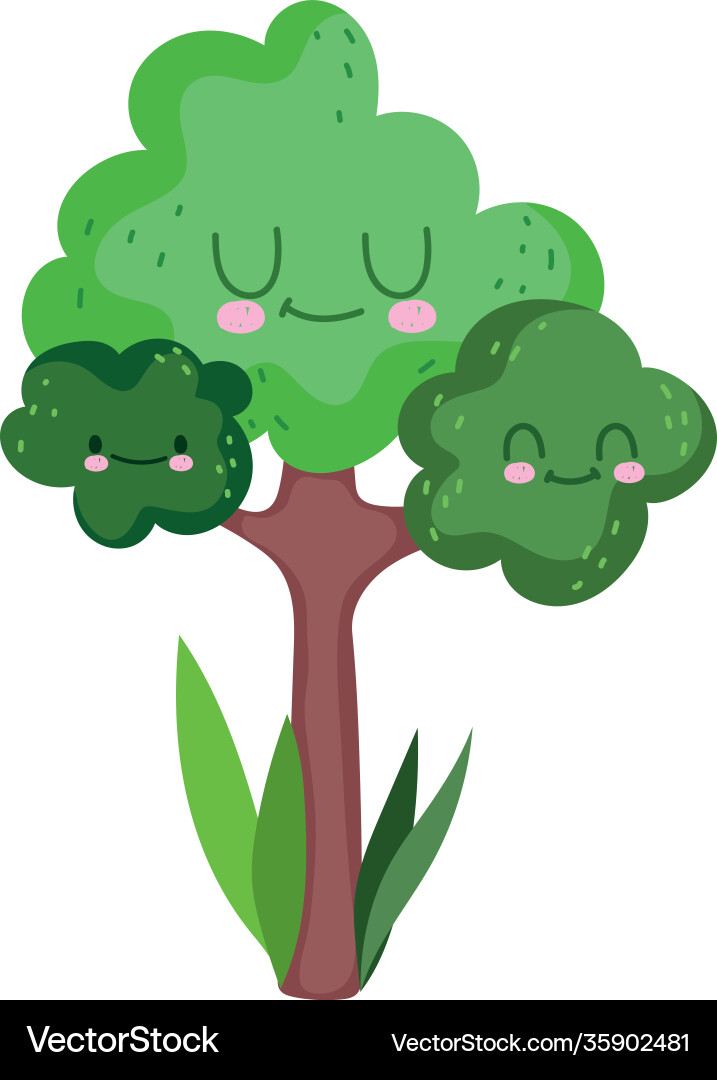 Tree cartoon greenery ecological nature foliage Vector Image