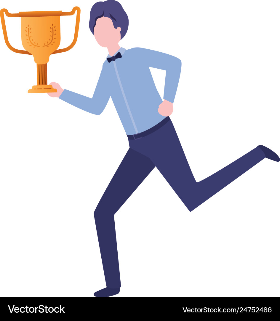 Businessman with trophy avatar character Vector Image