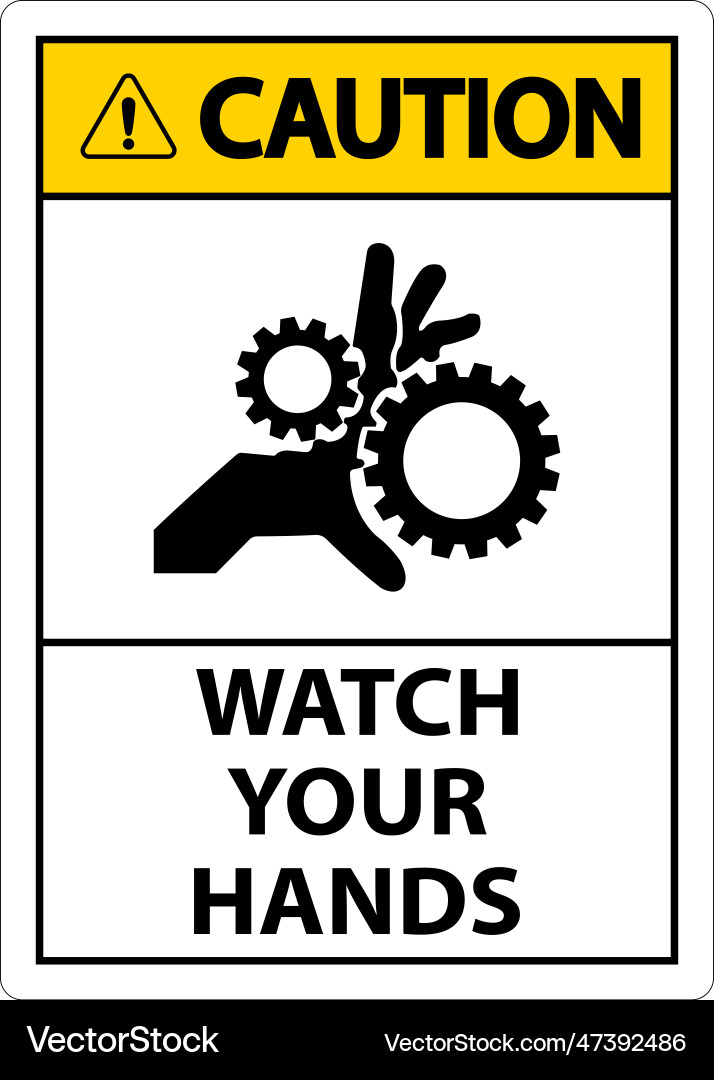 Caution sign watch your hands and fingers Vector Image