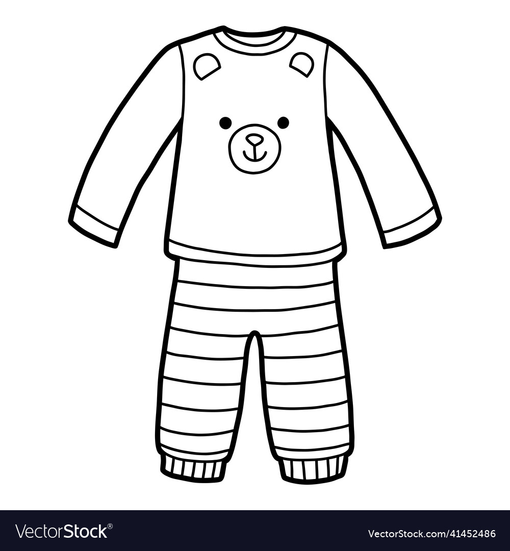 Coloring Book Pyjamas With A Bear Royalty Free Vector Image
