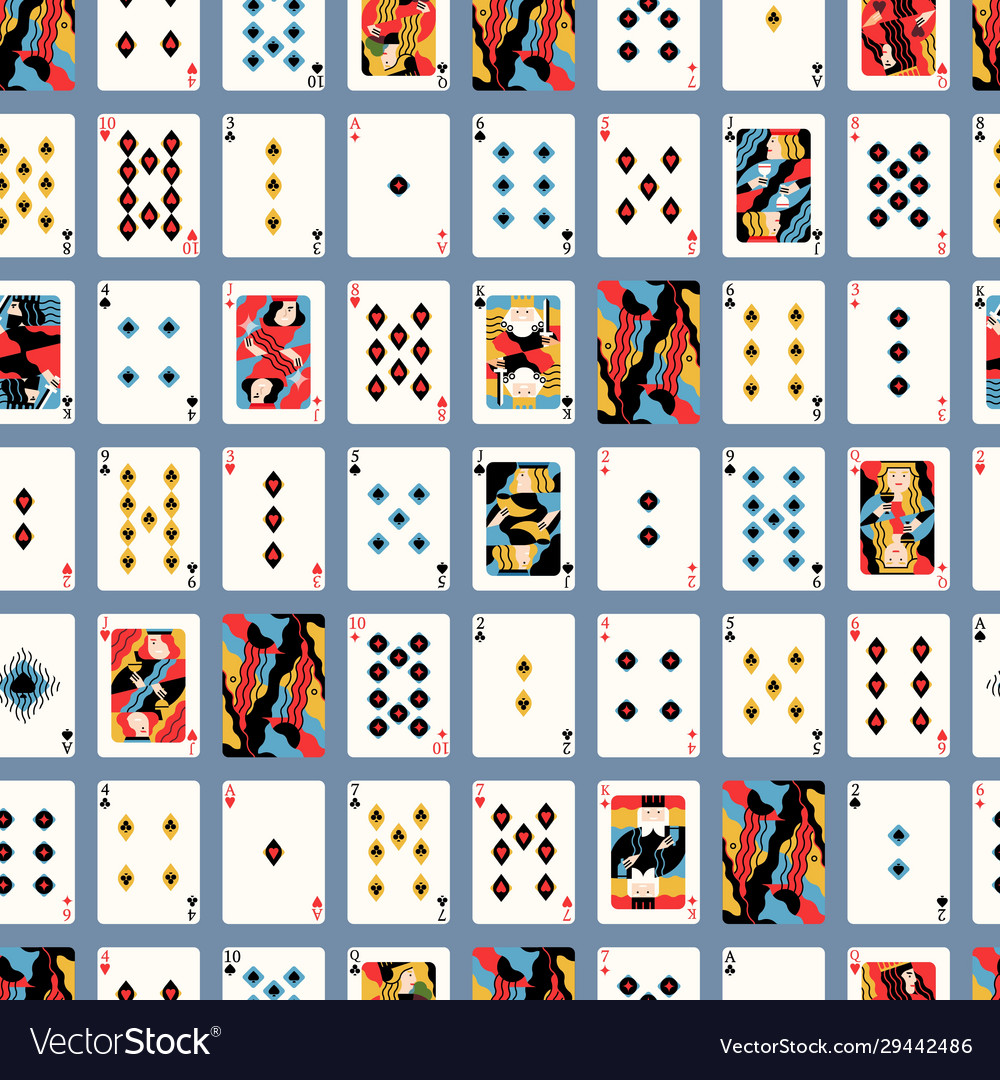 Creative cards playing design seamless pattern Vector Image