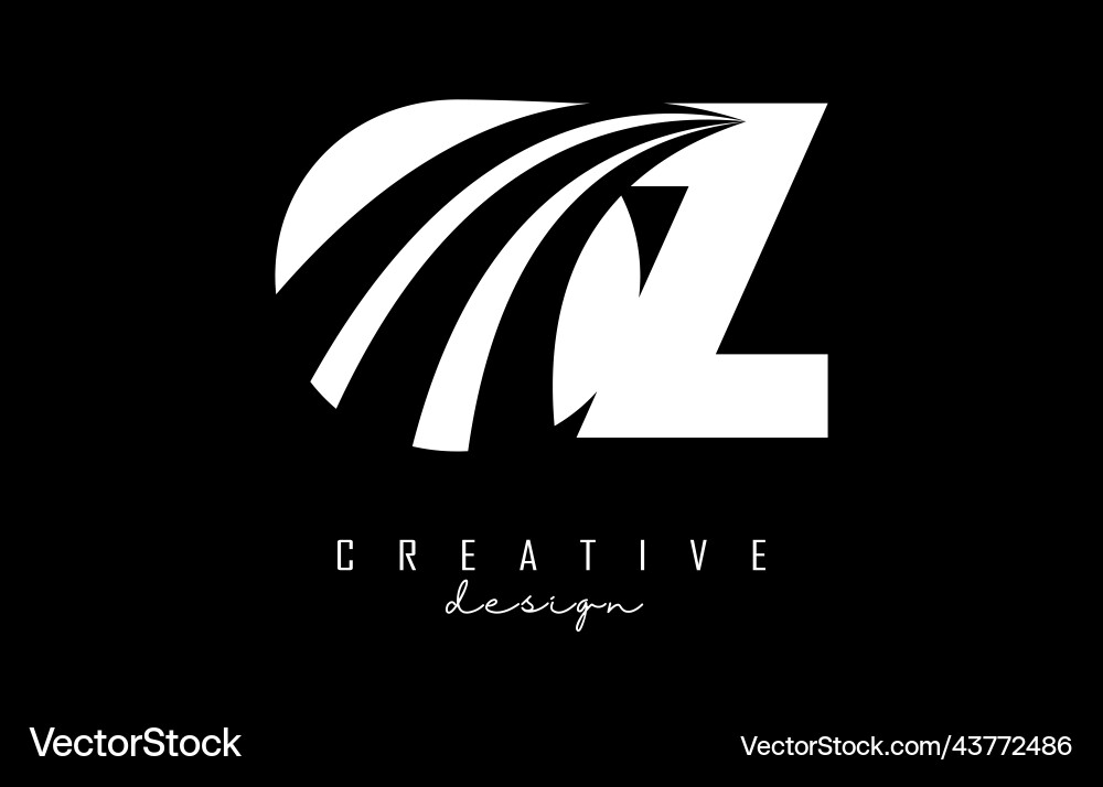 Creative white letters oz o z logo with leading Vector Image