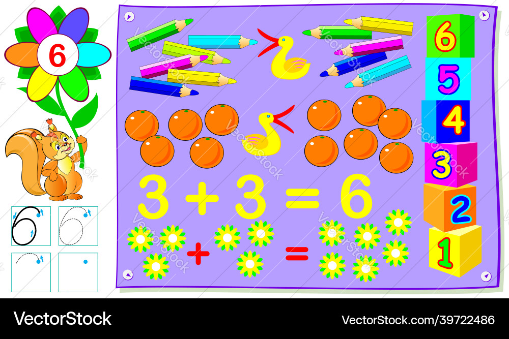 Educational page for young children with number Vector Image