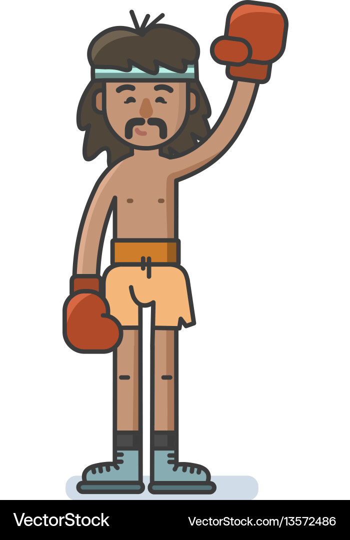 Funny man character with a mustache boxing Vector Image