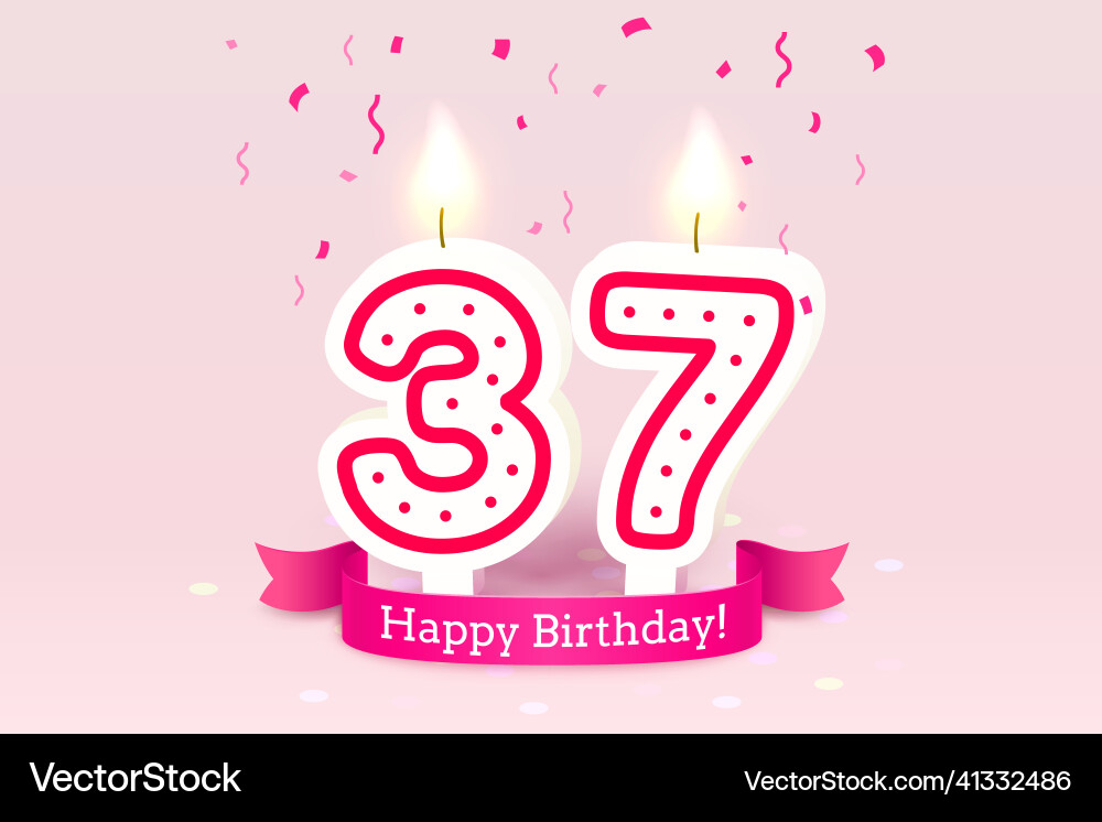 Happy birthday years 37 anniversary Royalty Free Vector