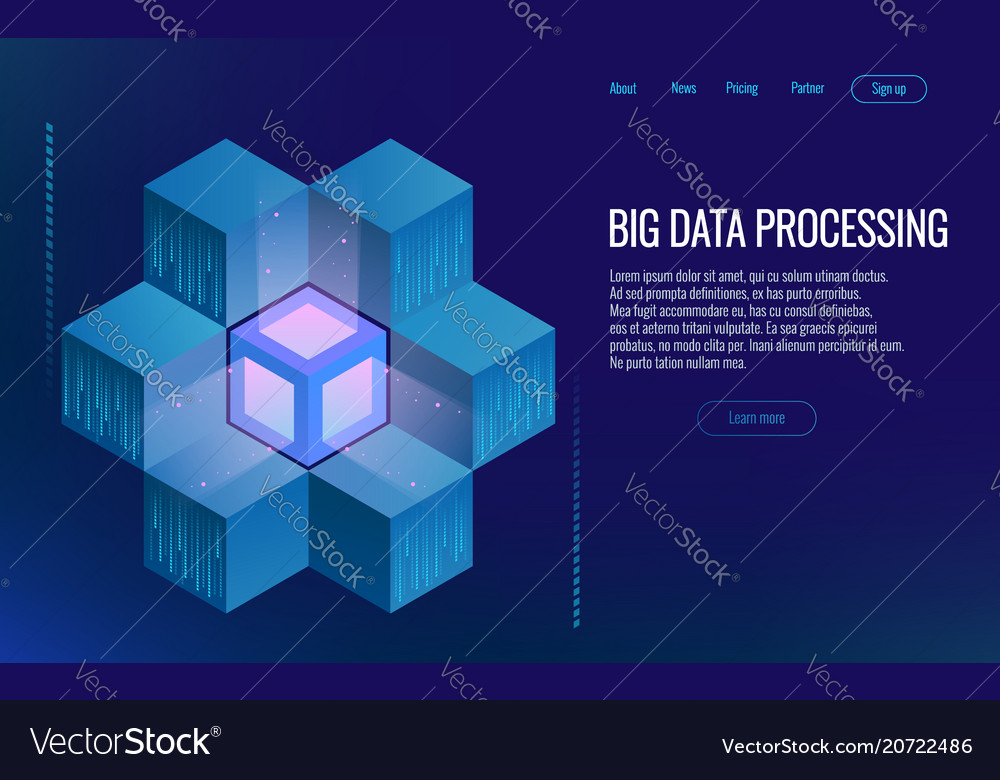 Isometric digital technology web banner analysis Vector Image