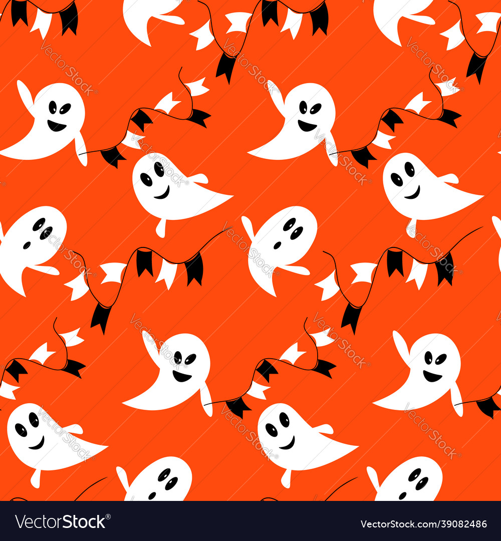 Pattern with funny ghosts and flags Royalty Free Vector