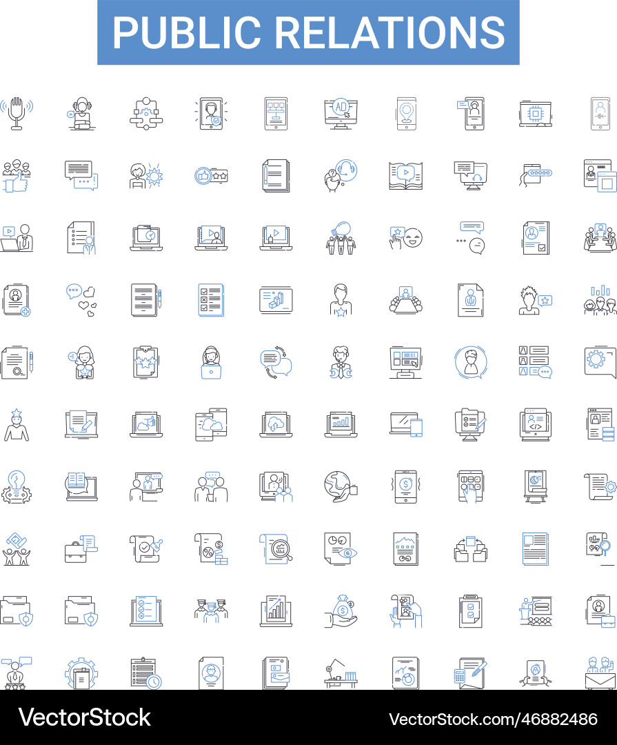 Public relations outline icons collection pr Vector Image
