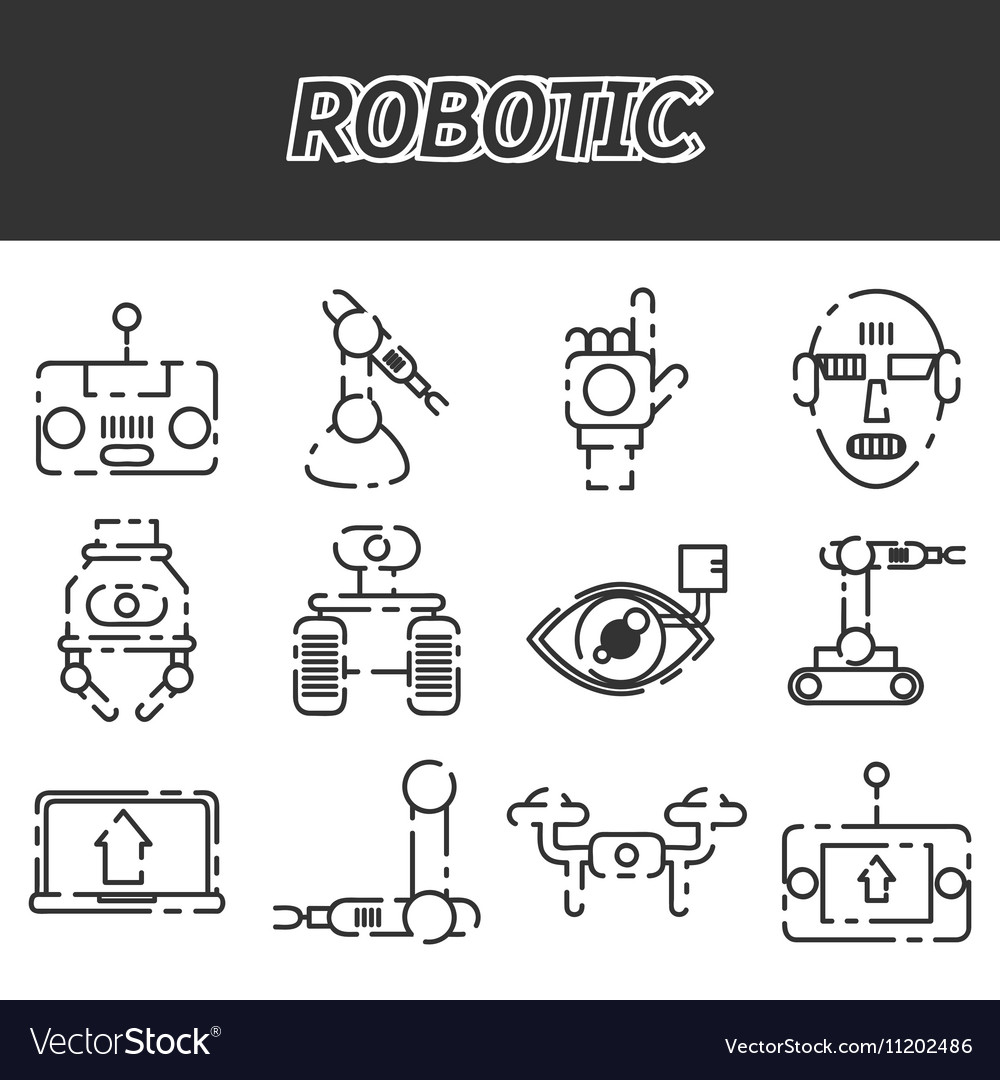 Robotic icon set Royalty Free Vector Image - VectorStock