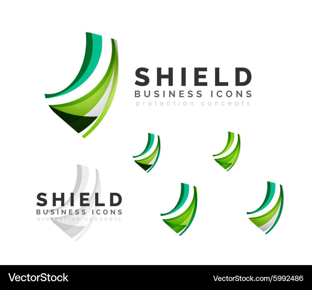 Set of protection shield logo concepts Royalty Free Vector