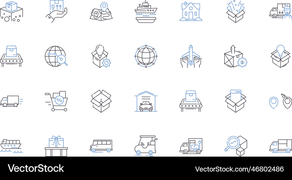 Speedy conveyance line icons collection velocity Vector Image