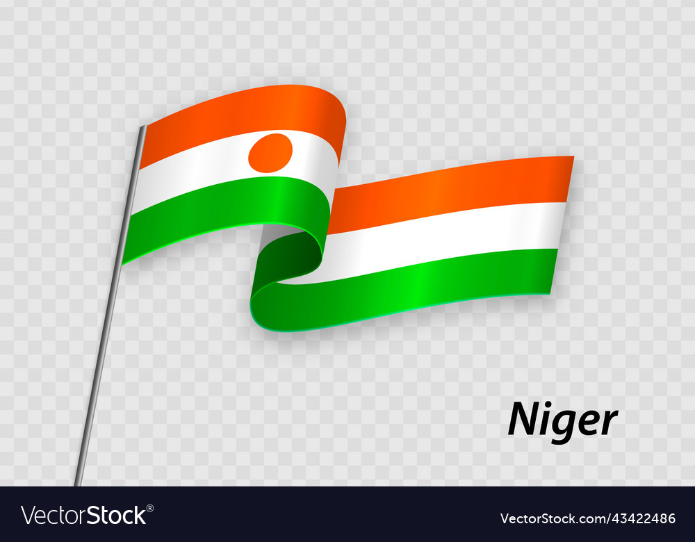Waving flag of niger on flagpole template Vector Image