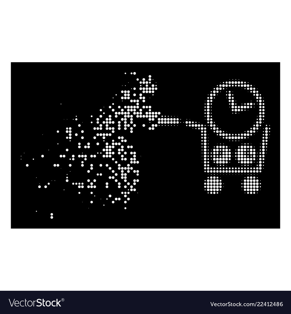 White shredded dotted halftone clock shopping icon White shredded dotted halftone clock shopping icon