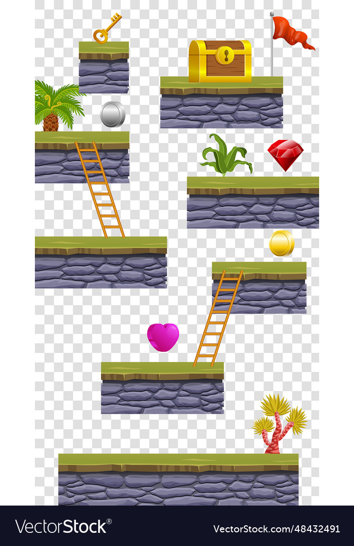 2d game floating platform isolated Royalty Free Vector Image