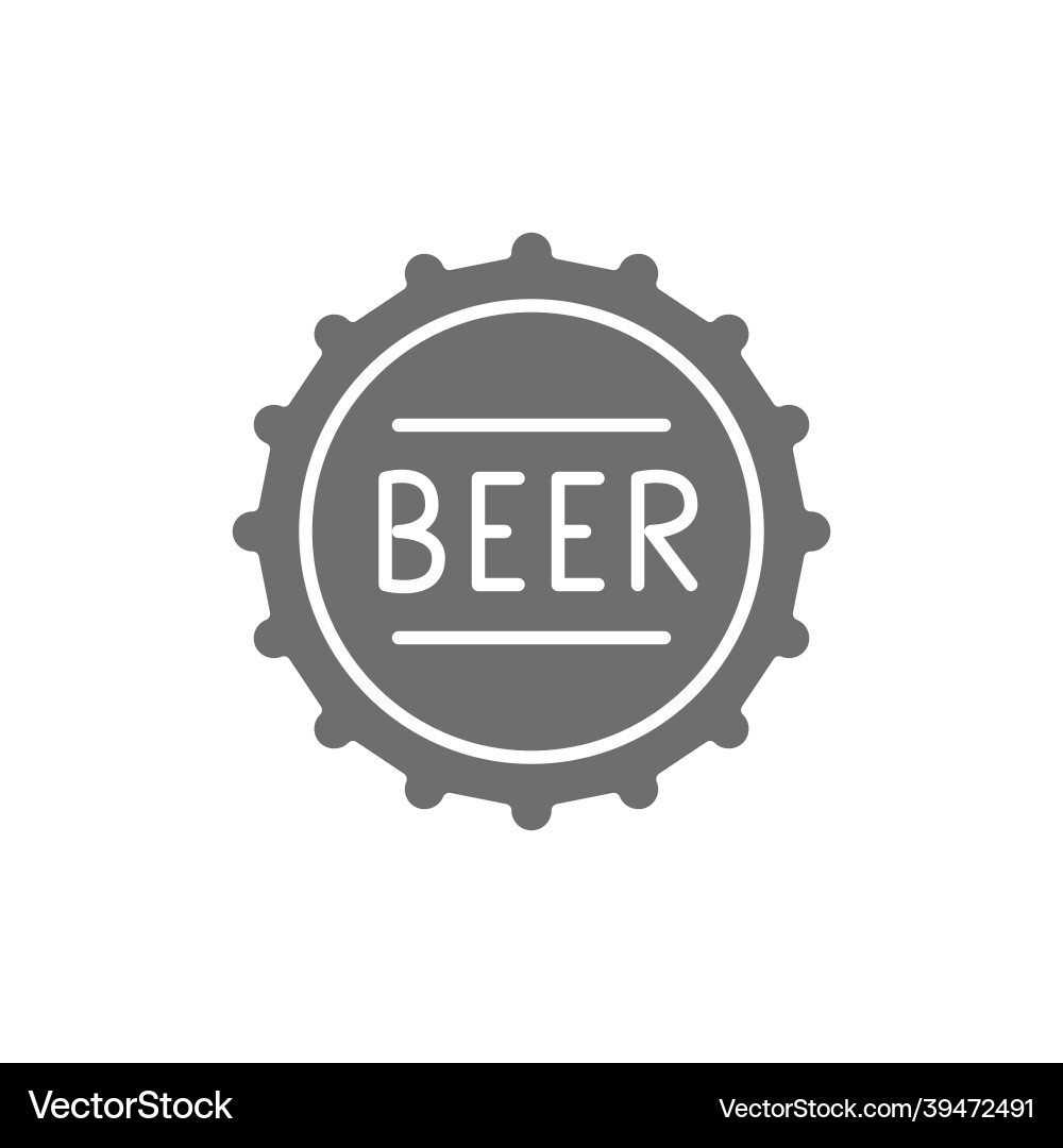 Beer bottle cap grey icon isolated on white Vector Image