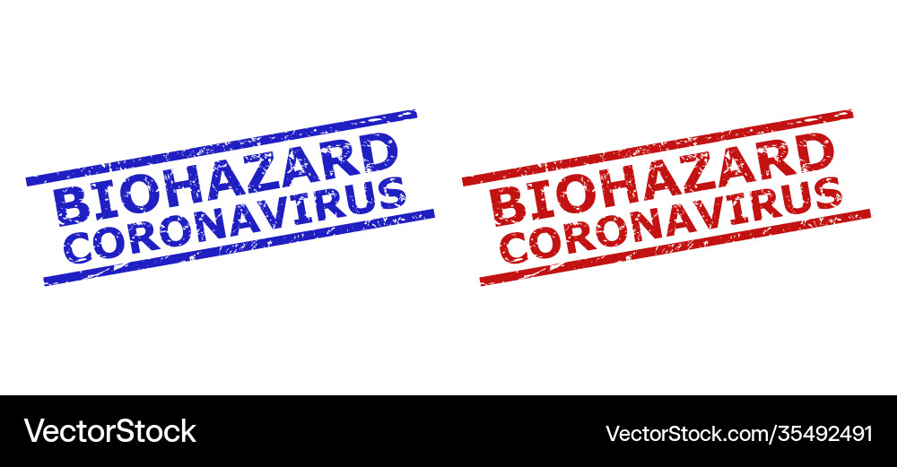 Biohazard coronavirus stamp seals with scratched Vector Image