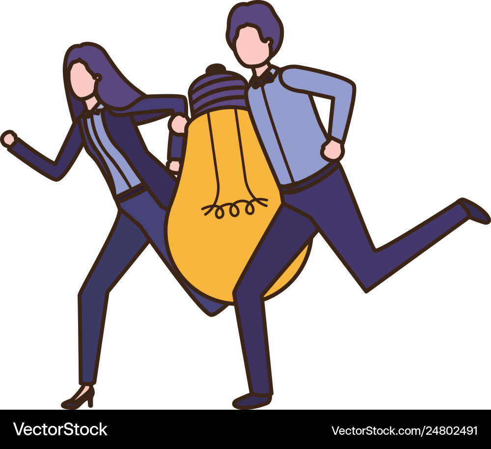 Business couple with light bulb avatar character Vector Image