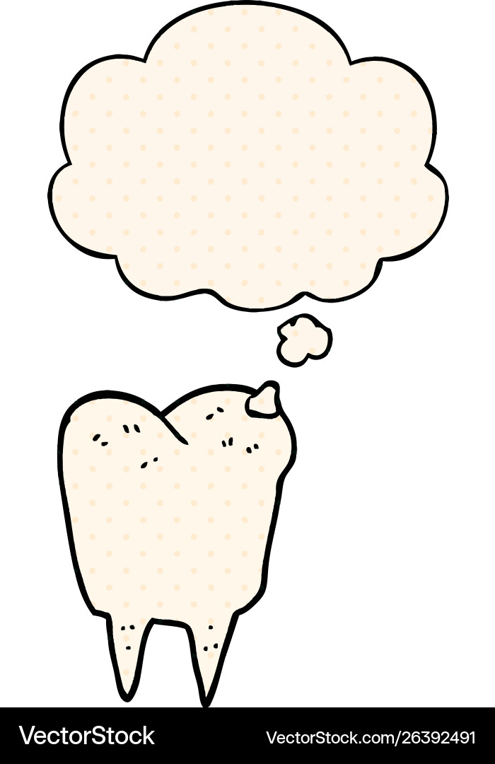 Cartoon tooth and thought bubble in comic book Vector Image