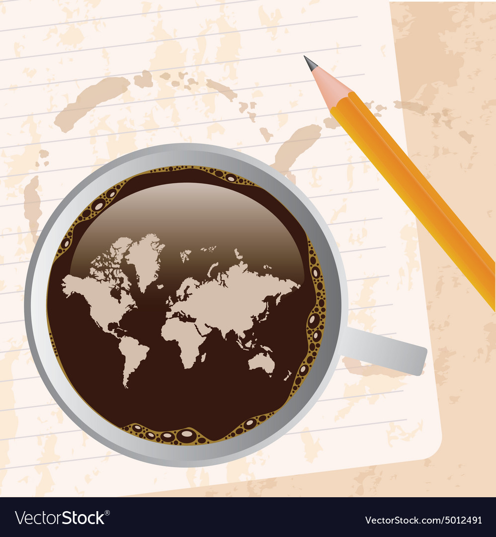 Coffee with map Royalty Free Vector Image - VectorStock