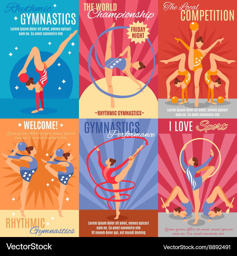 Collection of rhythmic gymnastics posters Vector Image
