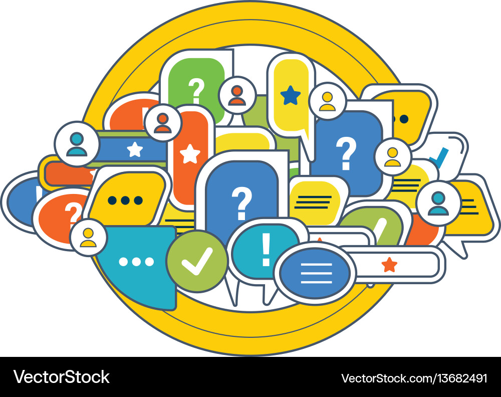 Dialogue speech with symbols of communication Vector Image