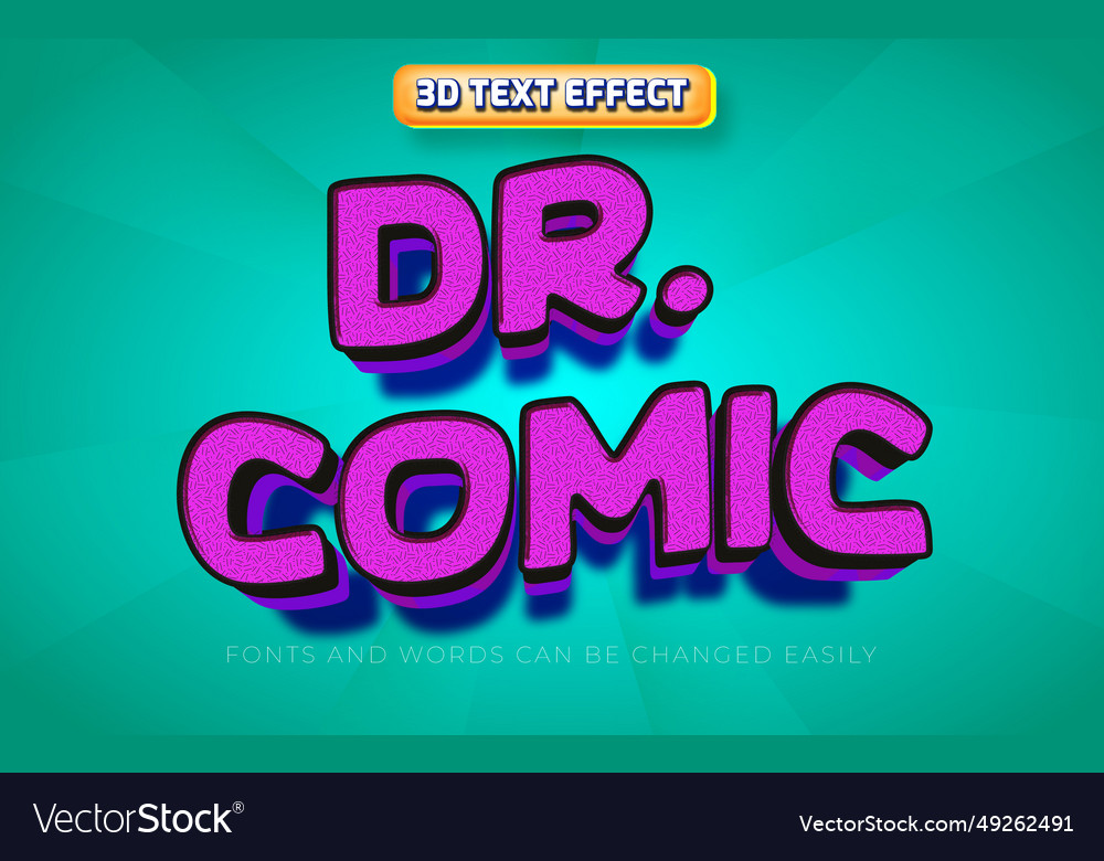 Dr comic 3d editable text effect style Royalty Free Vector