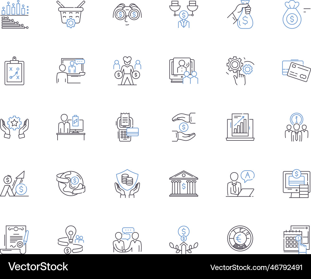 Economic strategy line icons collection Royalty Free Vector