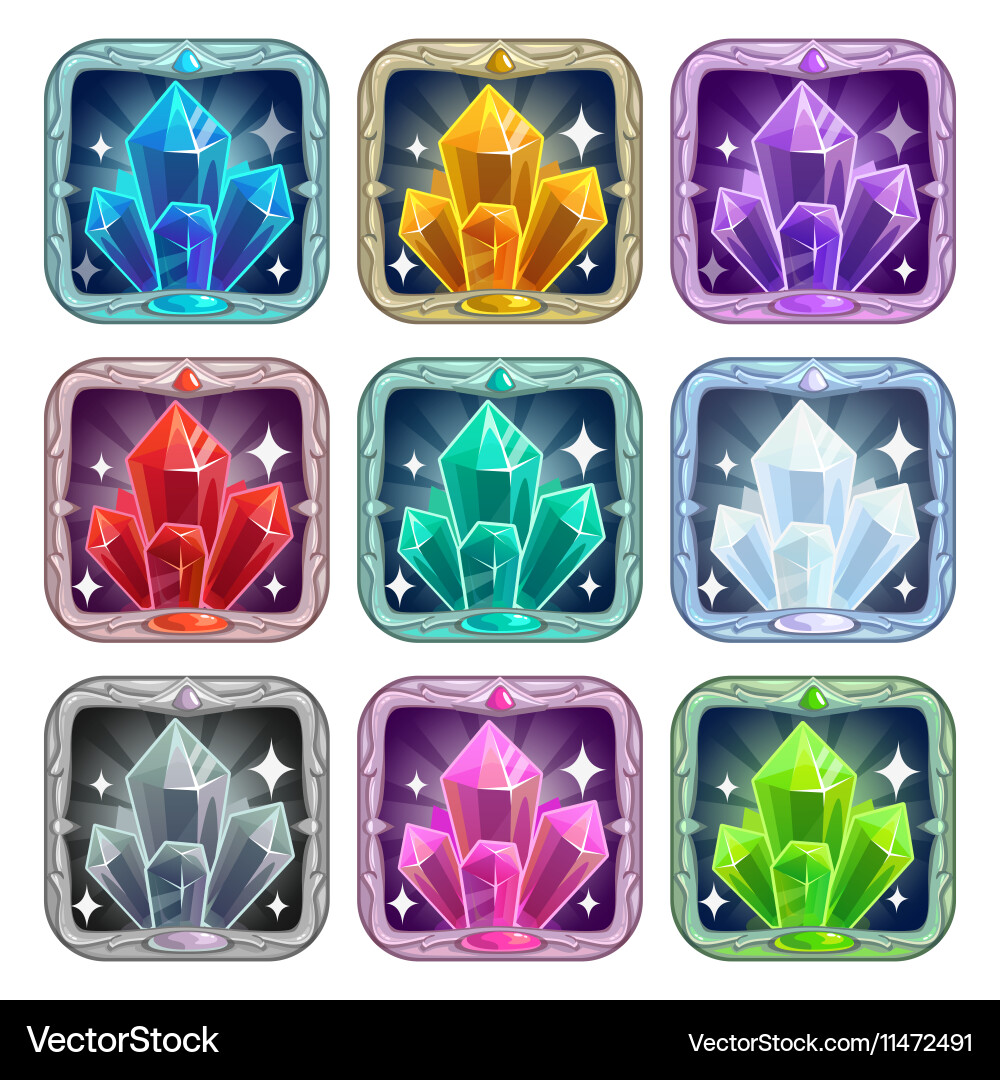 Fairy cartoon square app icons set Royalty Free Vector Image